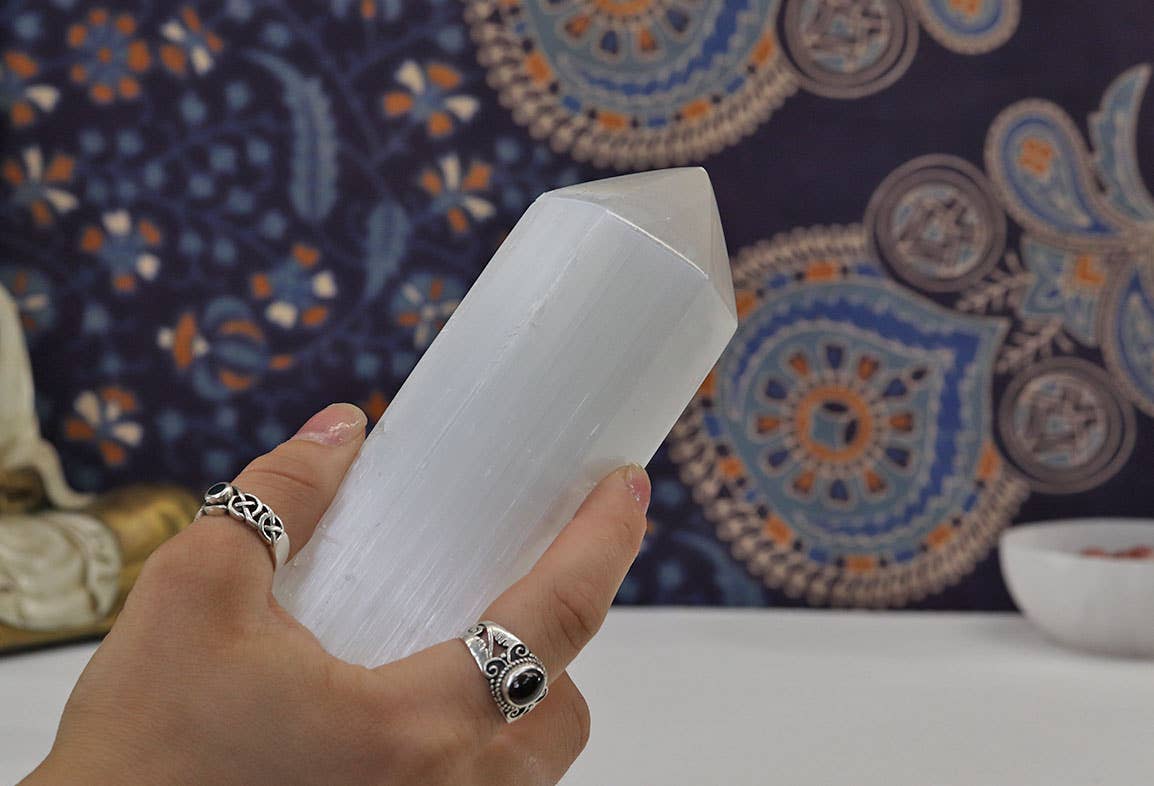Selenite Large Tower | Selenite Healing Crystal Generator – What.The.Soap.